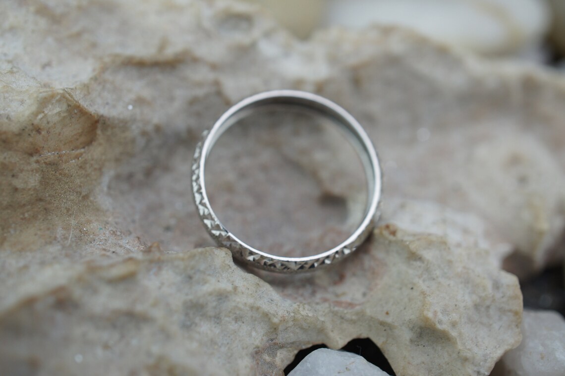 Solid White Gold 14K SLC Wedding Band Ring Engagements Wide Ring 3mm ...