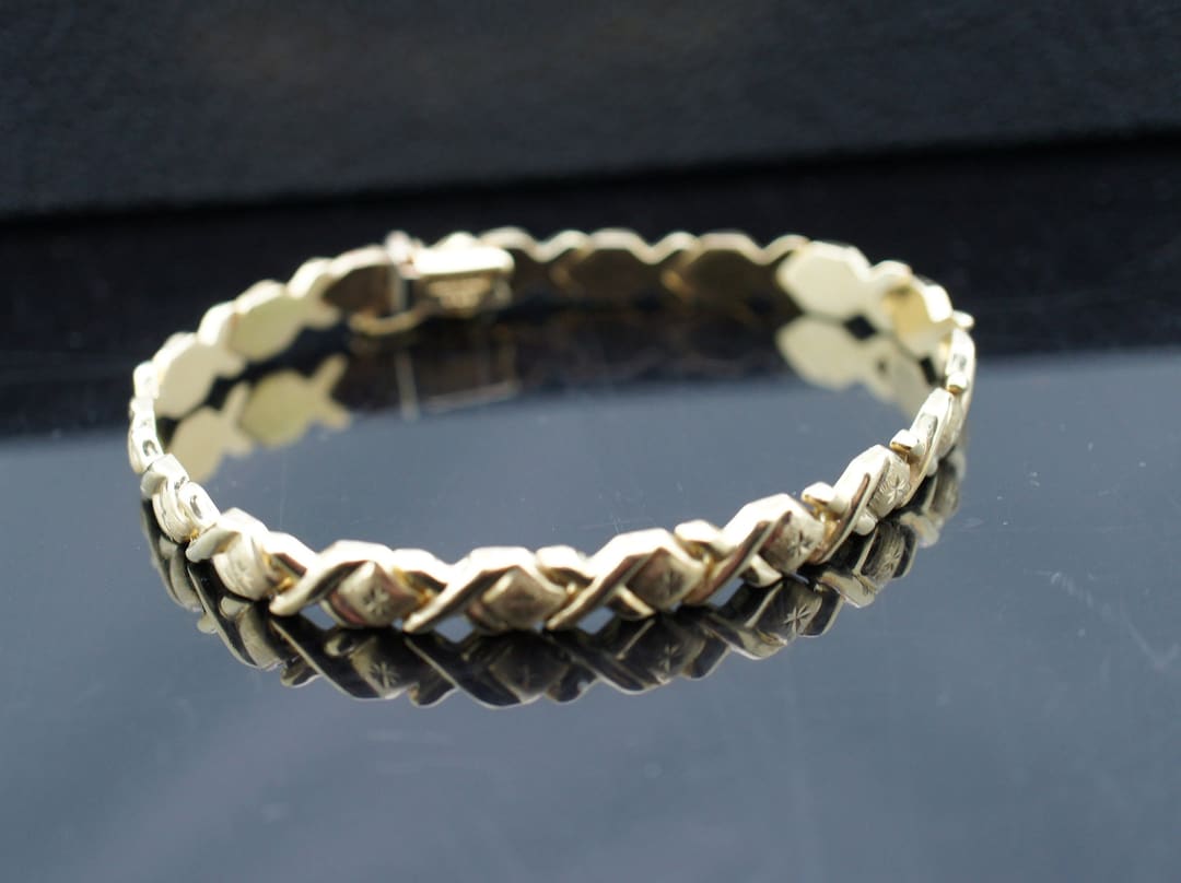 Solid Gold 585 14k Altinbas Vintage Bracelet Yellow Unisex Modernist 7. ...