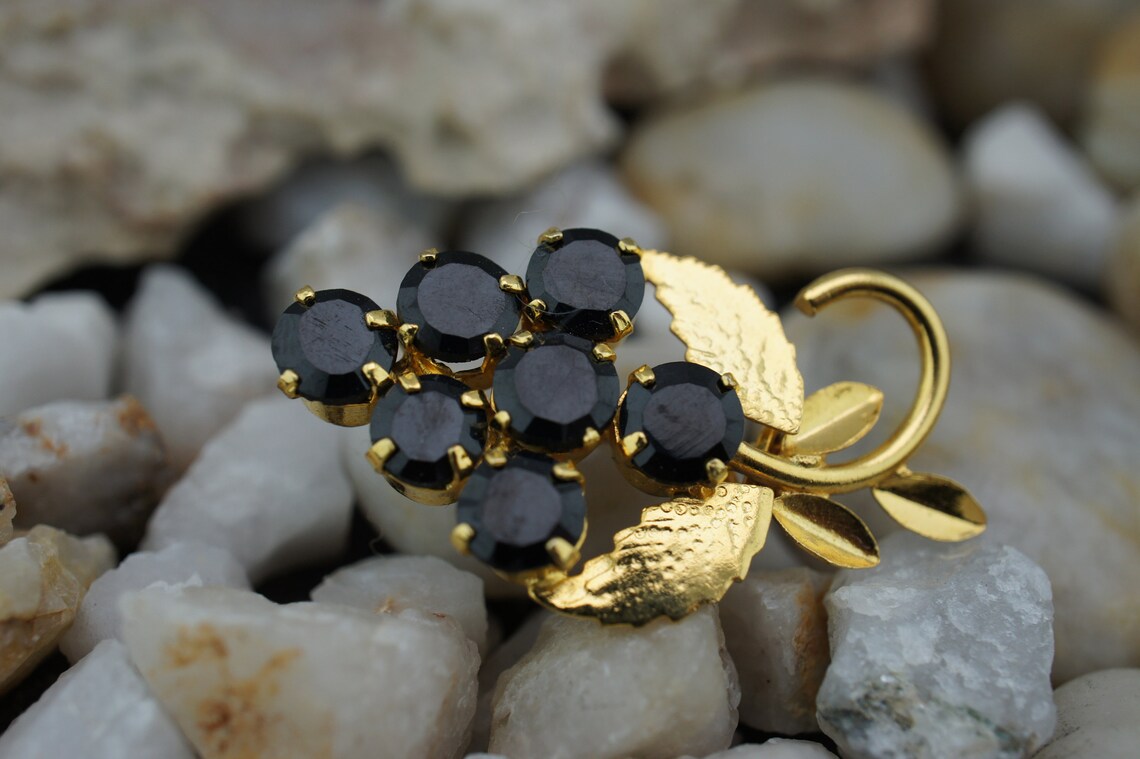 Circa Flower Grape Floral Leaf Leaves Brooch Pin CZ Enamel | Etsy