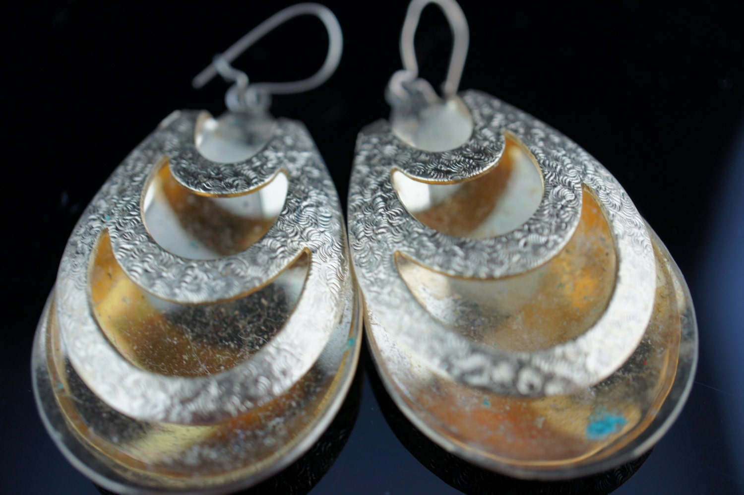 Art Deco Jewelry Vintage Pierced Earrings Circa Minimalist Modernist Graceful Sparkly Gold ...