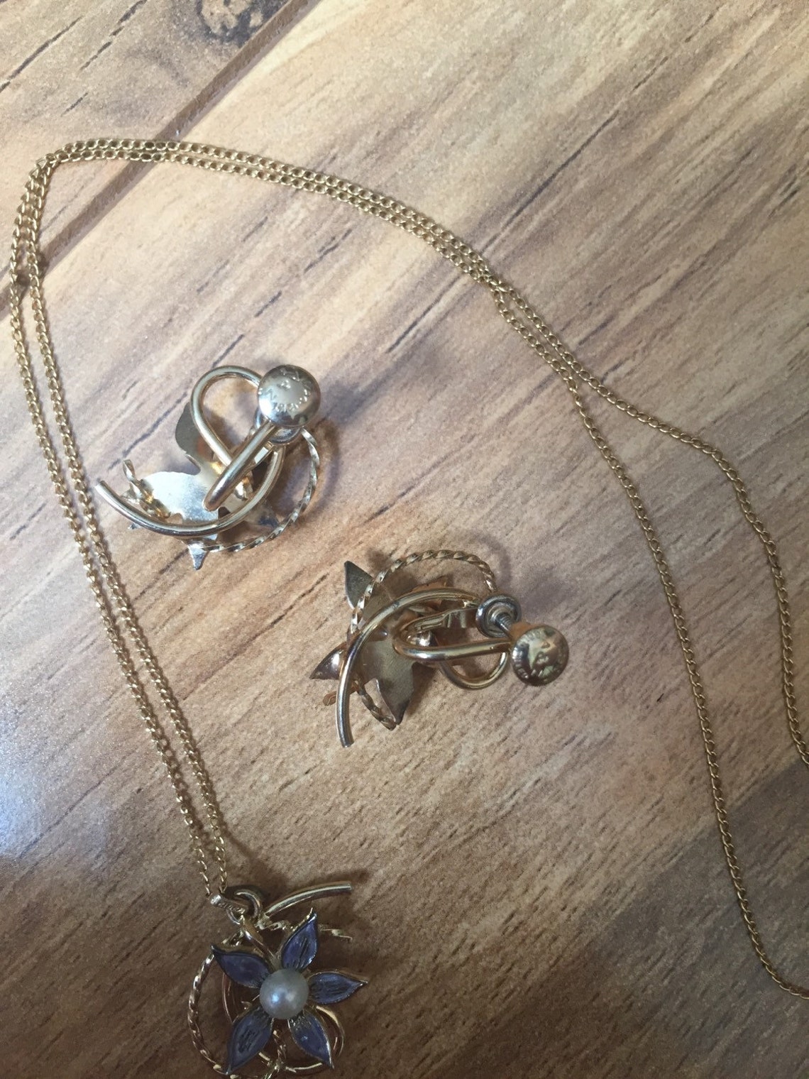 Vintage Jewelry Chain Necklace JANICE 12 KGF Blue / on Gold Necklace ...