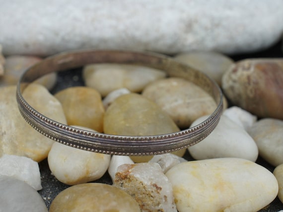 925 Sterling Silver Bangle Solid 925 Bracelet Vintage… - Gem