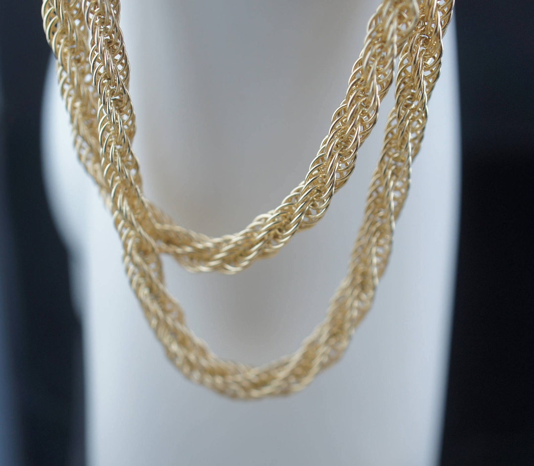 SOLID GOLD 14k EG Peru 14K Gold Italian Rope Design Chain Necklace 10.1 ...