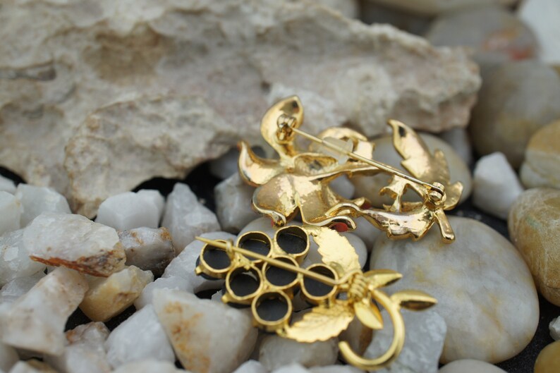 Circa Flower Grape Floral Leaf Leaves Brooch Pin CZ Enamel | Etsy