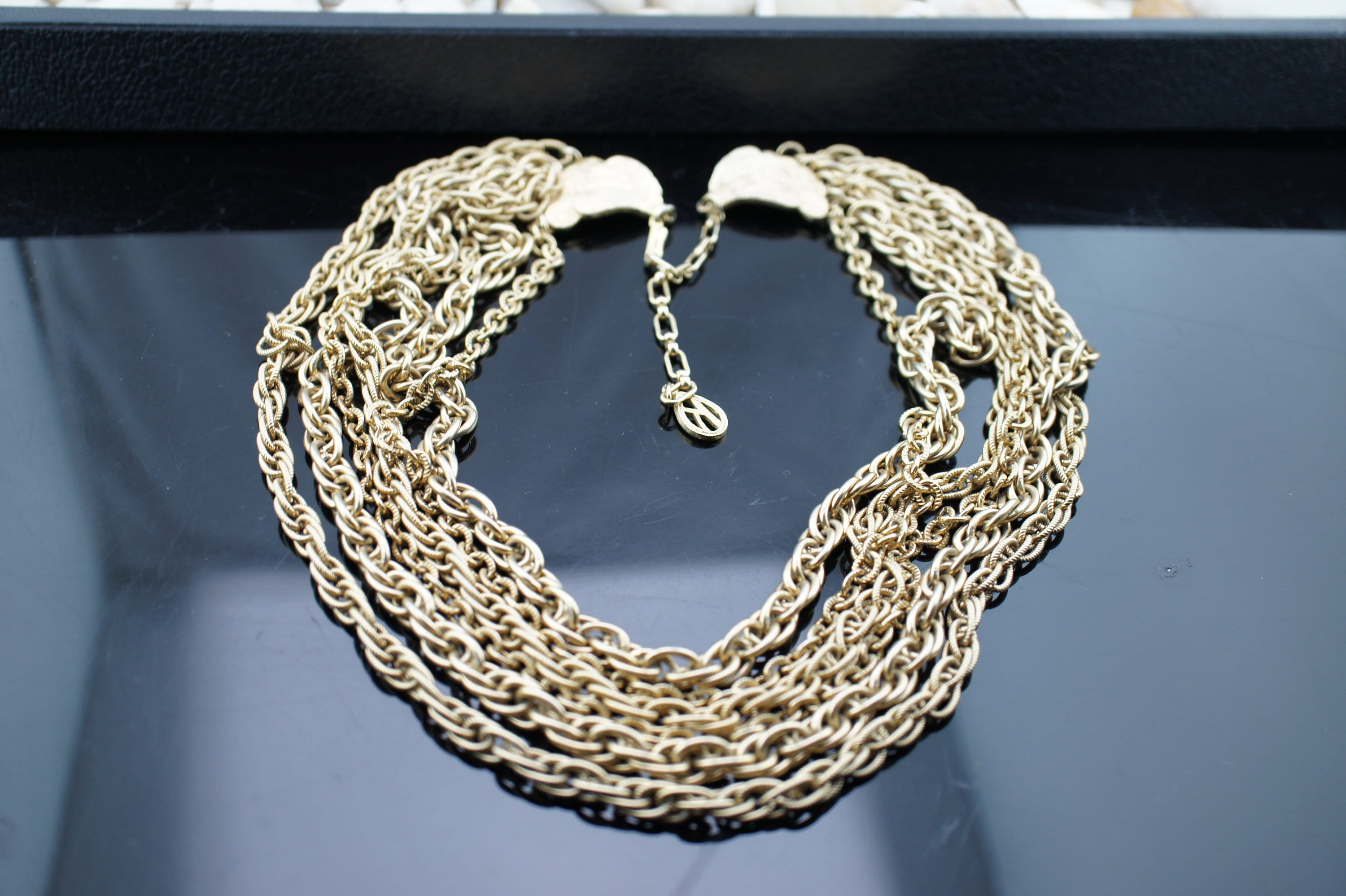 Kramer Necklace Chain Gold Tone Art Deco 6 Strand Rope Twisted | Etsy