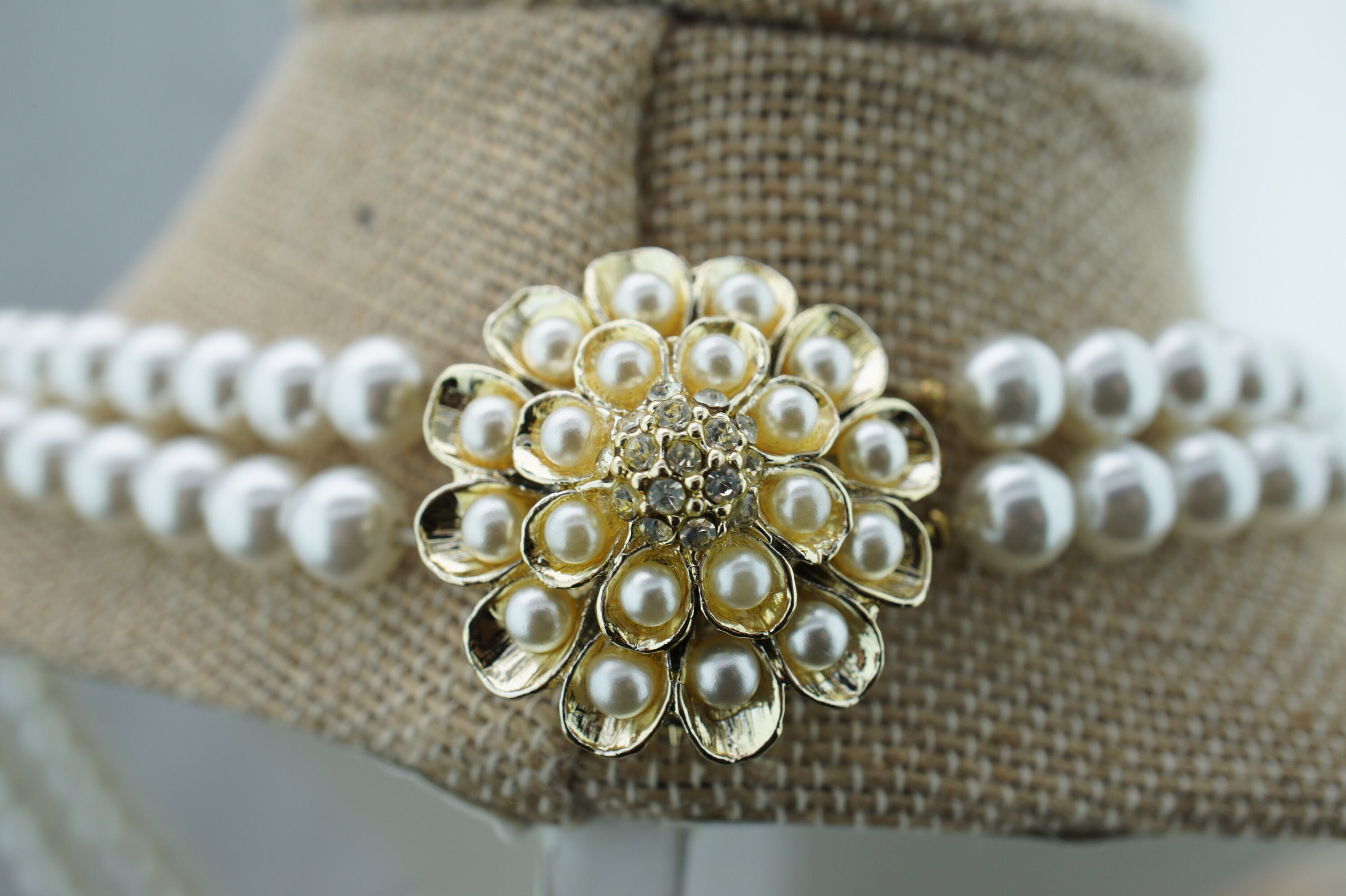 Pat. Pend Vintage Jewelry Necklace White Faux Pearls Beads Balls Two ...