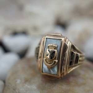 10K Ring Solid Gold 1947 BBCC ELG Emblem Vintage Art Deco Jewelry ...