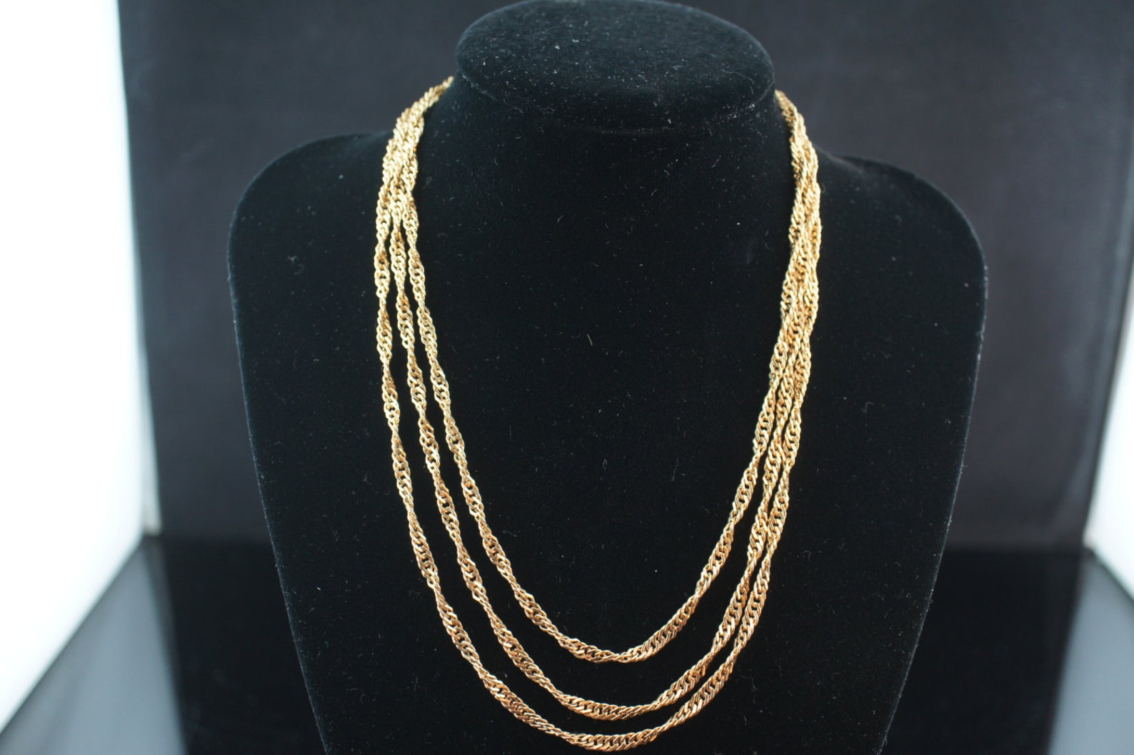 Necklace Chain 3 Strand Rope Design Chains Gold Tone Choker - Etsy