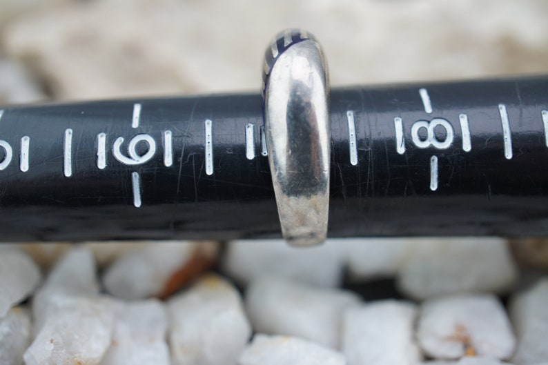 925 STERLING SILVER Ring Size 7 Band purple enameled Art Deco | Etsy