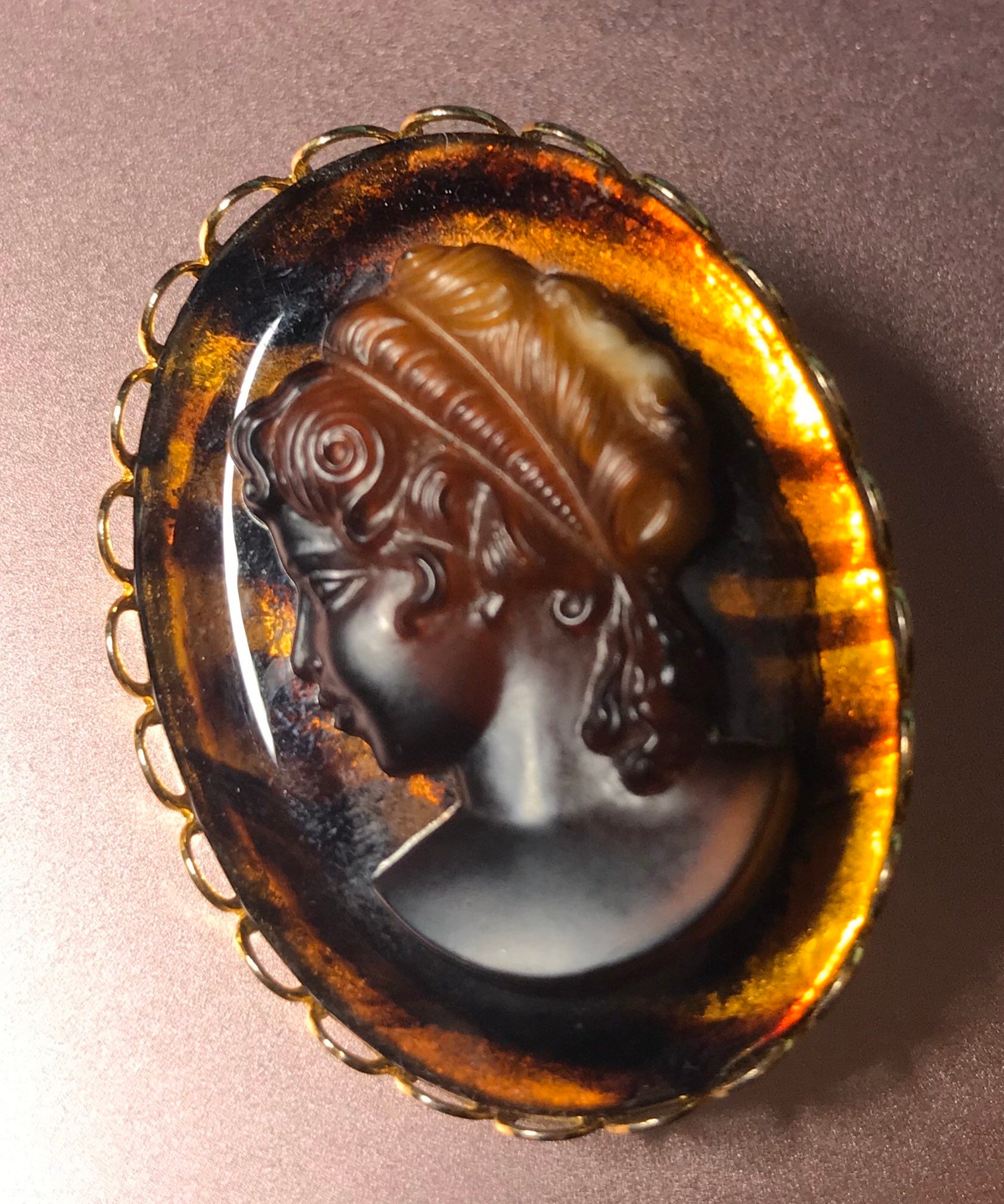 Vintage Victorian German Cameo Brown Topaz Amber Guilloche - Etsy