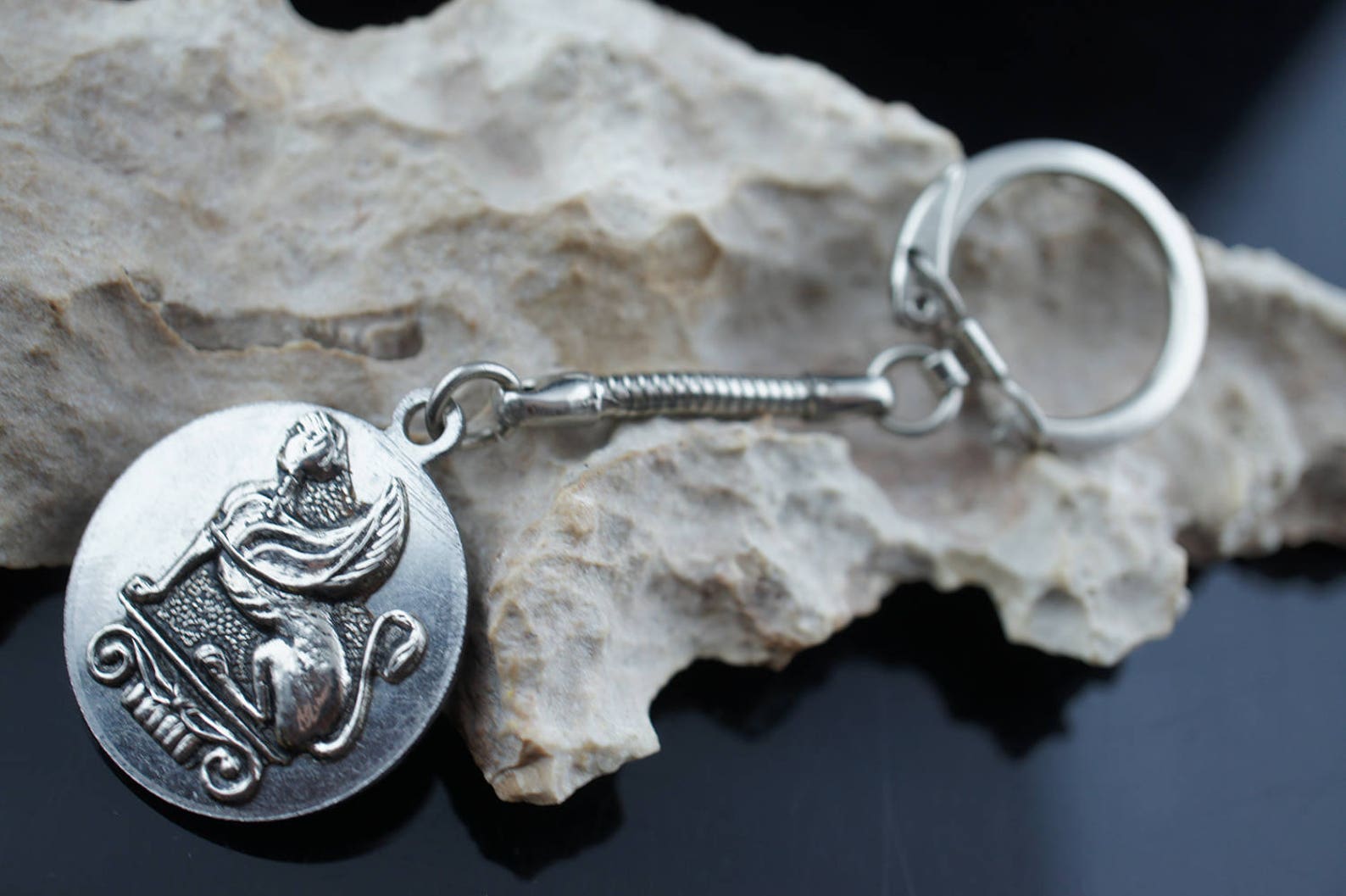 Vintage Art Deco Keychain Set of 2 Bronze Silver Tone CT - Etsy