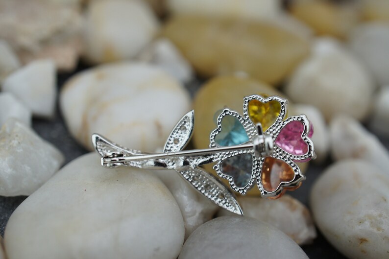 925 Fas Sterling Silver Jewelry Vintage Flower Branch Aurora Borealis ...