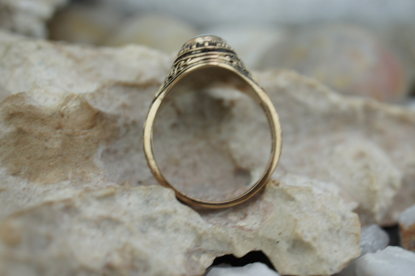 10K Ring Solid Gold 1978 BS Josten Mother Pearl Vintage Art | Etsy