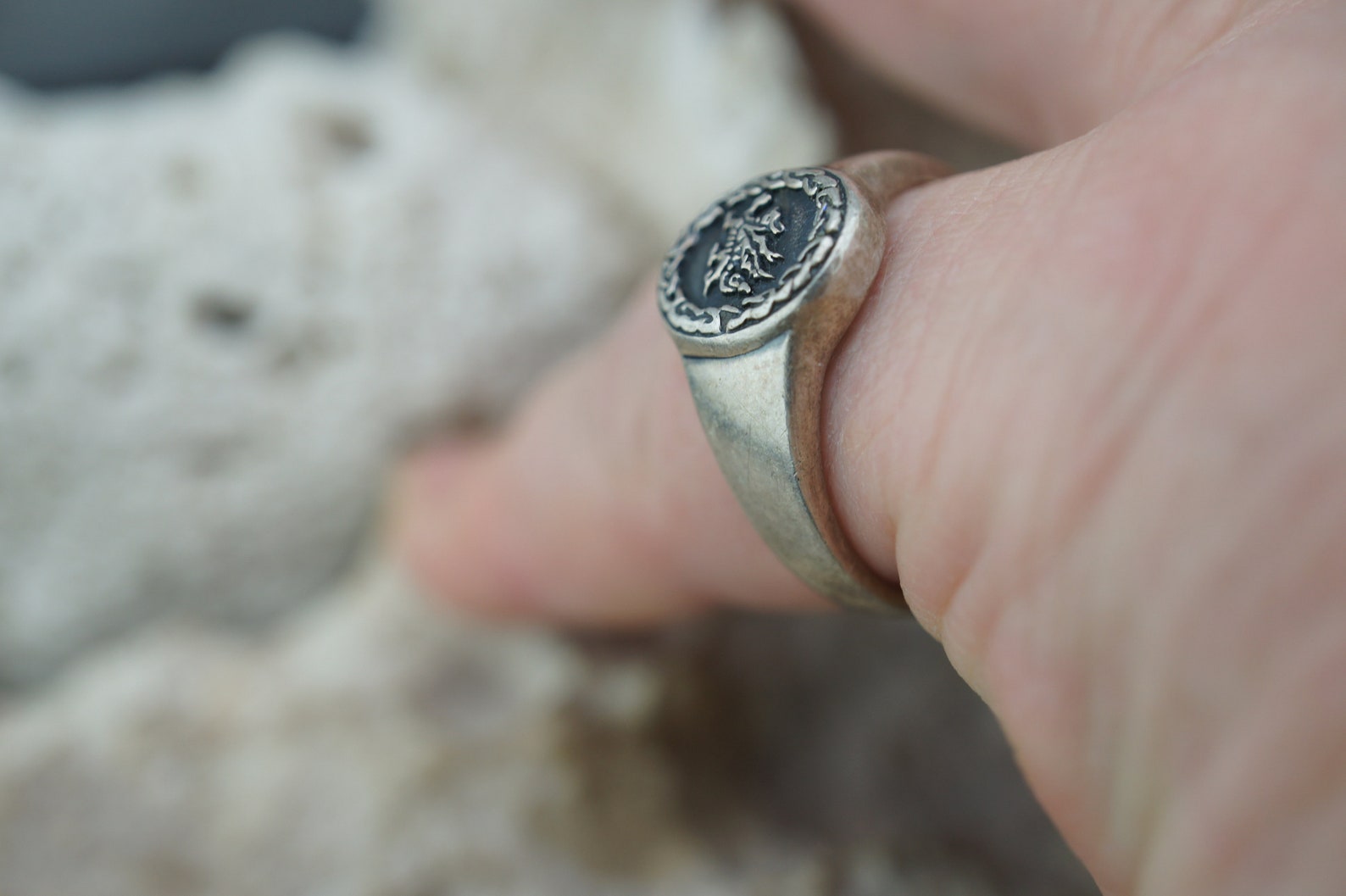 Sterling Ring 925 Vintage Band Ring Size 9.5 Hammered Design the Dragon ...