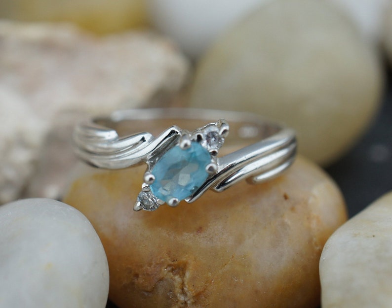 925 Sterling Silver Ring Size 8 Oval Art Deco Jewelry Vintage Blue ...