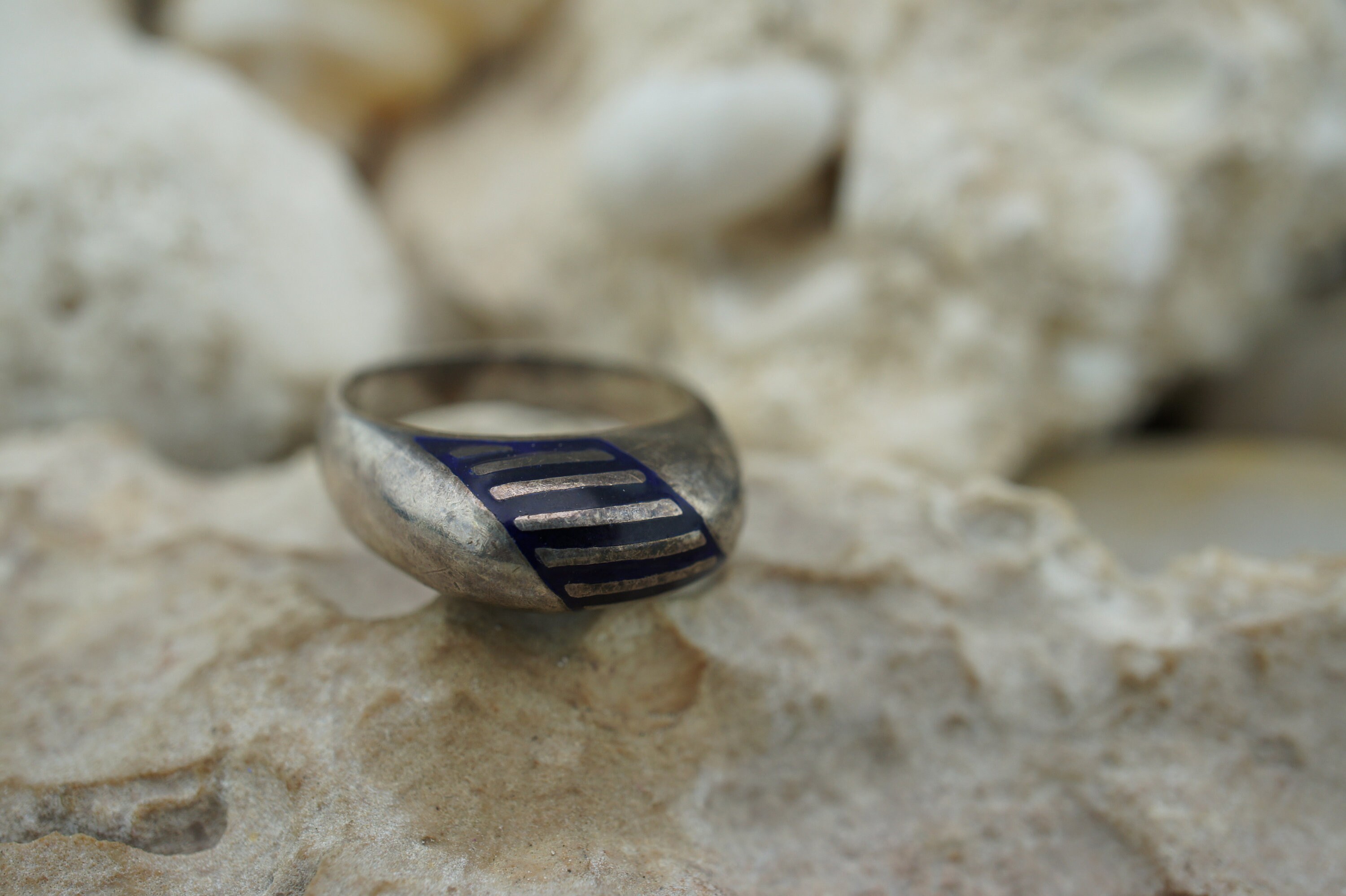 925 STERLING SILVER Ring Size 7 Band purple enameled Art Deco | Etsy