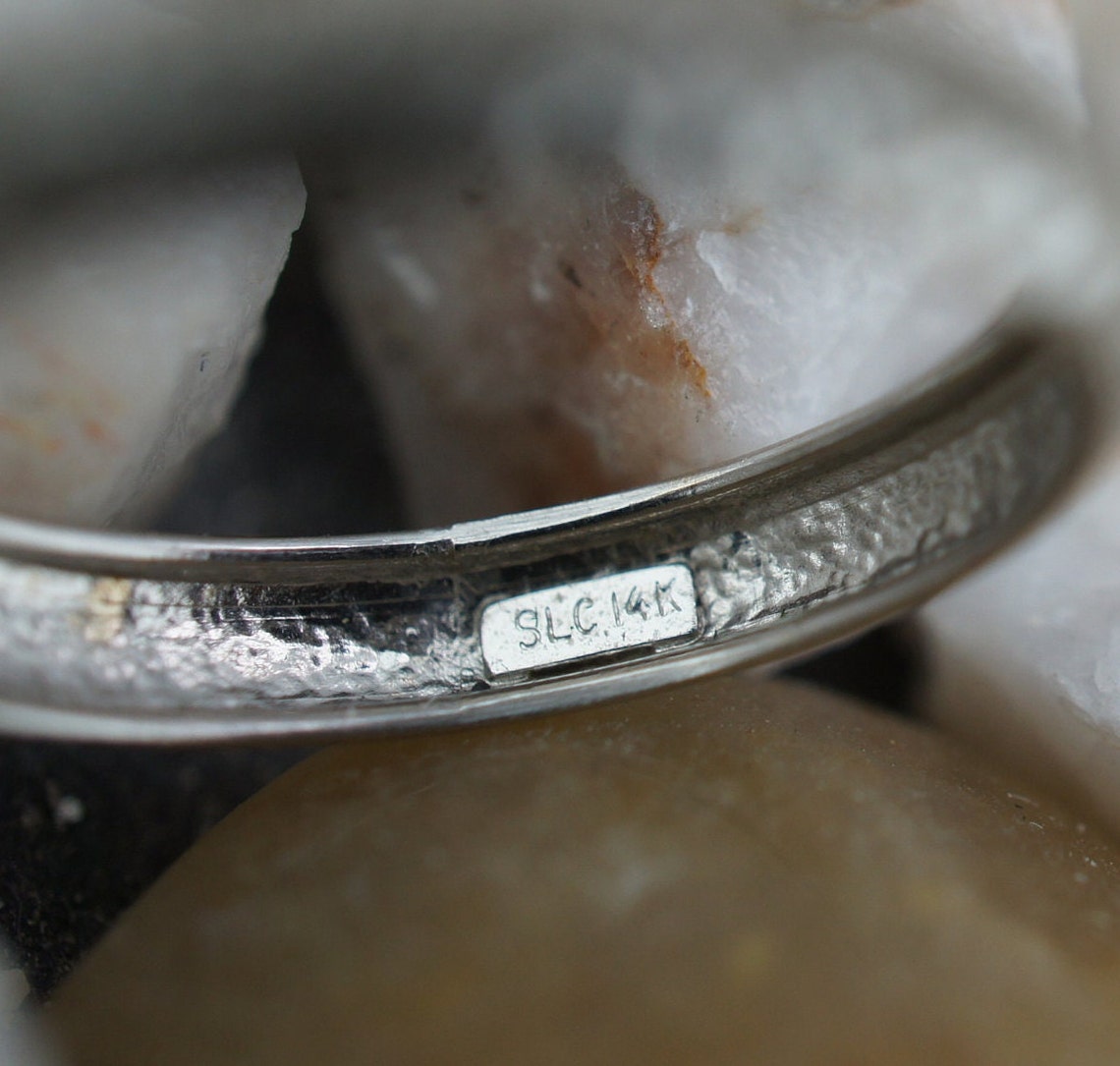 Solid White Gold 14K SLC Wedding Band Ring Engagements Wide Ring 3mm ...