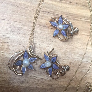 Vintage Jewelry Chain Necklace JANICE 12 KGF Blue / on Gold Necklace ...