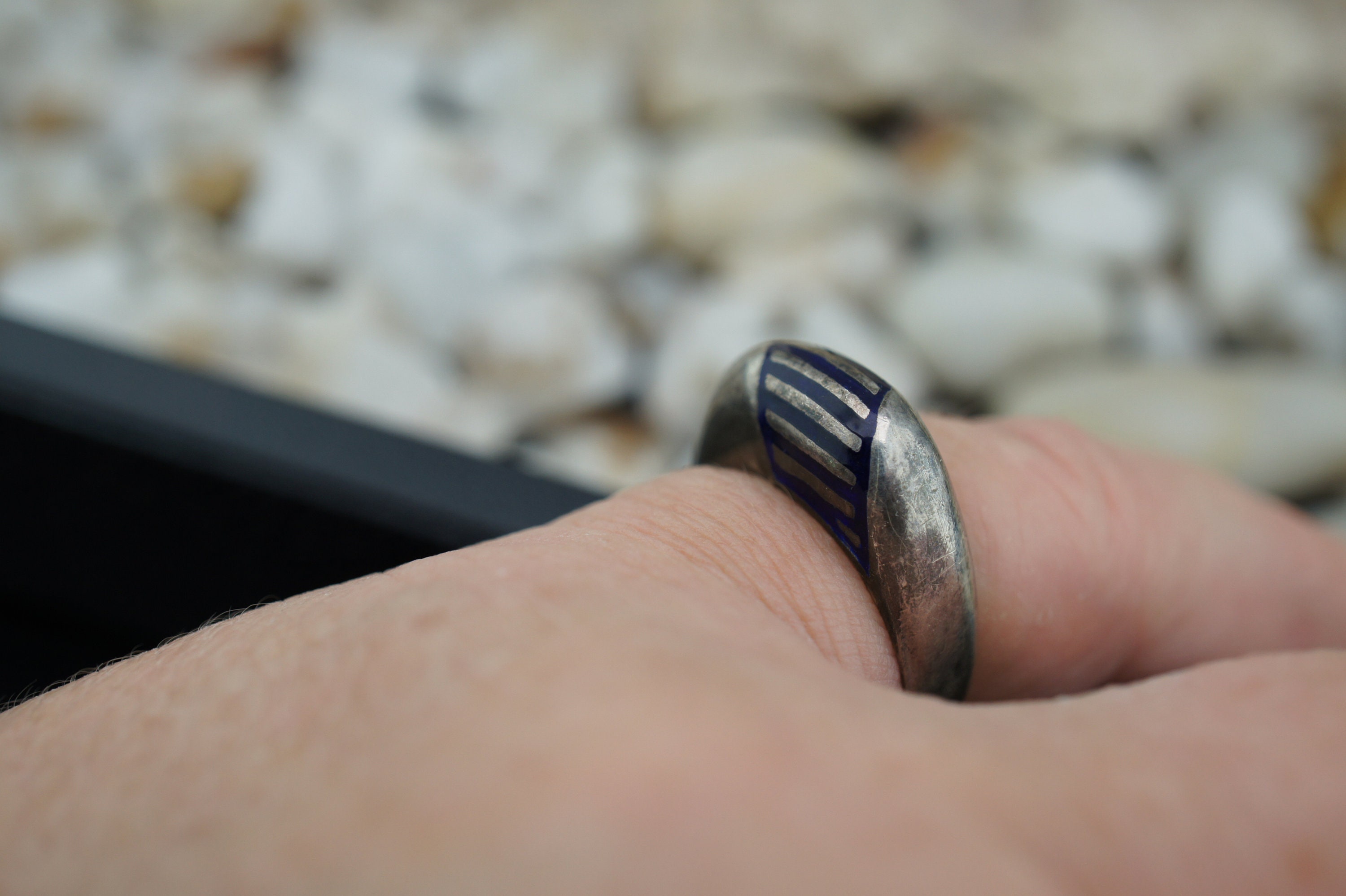 925 STERLING SILVER Ring Size 7 Band purple enameled Art Deco | Etsy