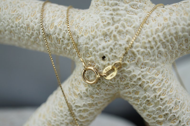 SOLID GOLD 14K Yellow RCI Gift Gold Box Design Art Deco Charm Chain ...