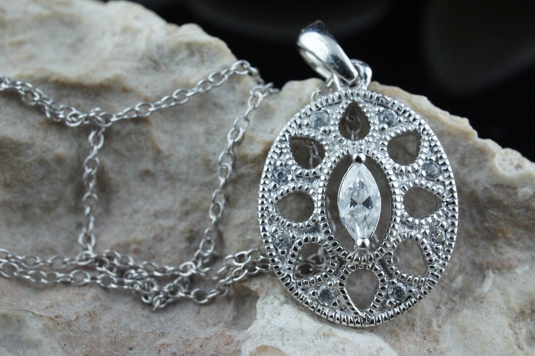 Sterling 925 Necklace Chain Italy Pendant PAJ 925 CZ Chain Vintage Art ...