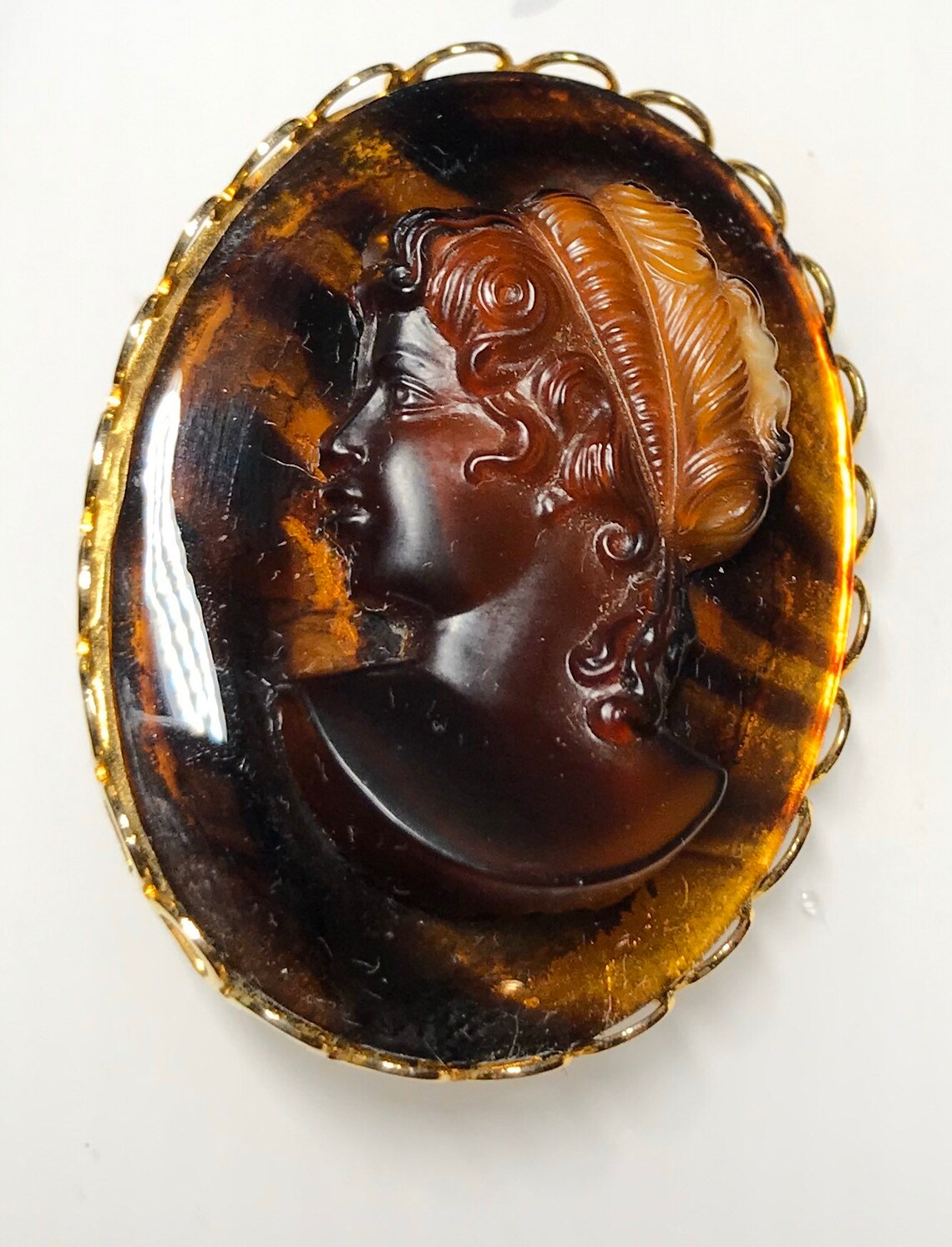 Vintage Victorian German Cameo Brown Topaz Amber Guilloche | Etsy