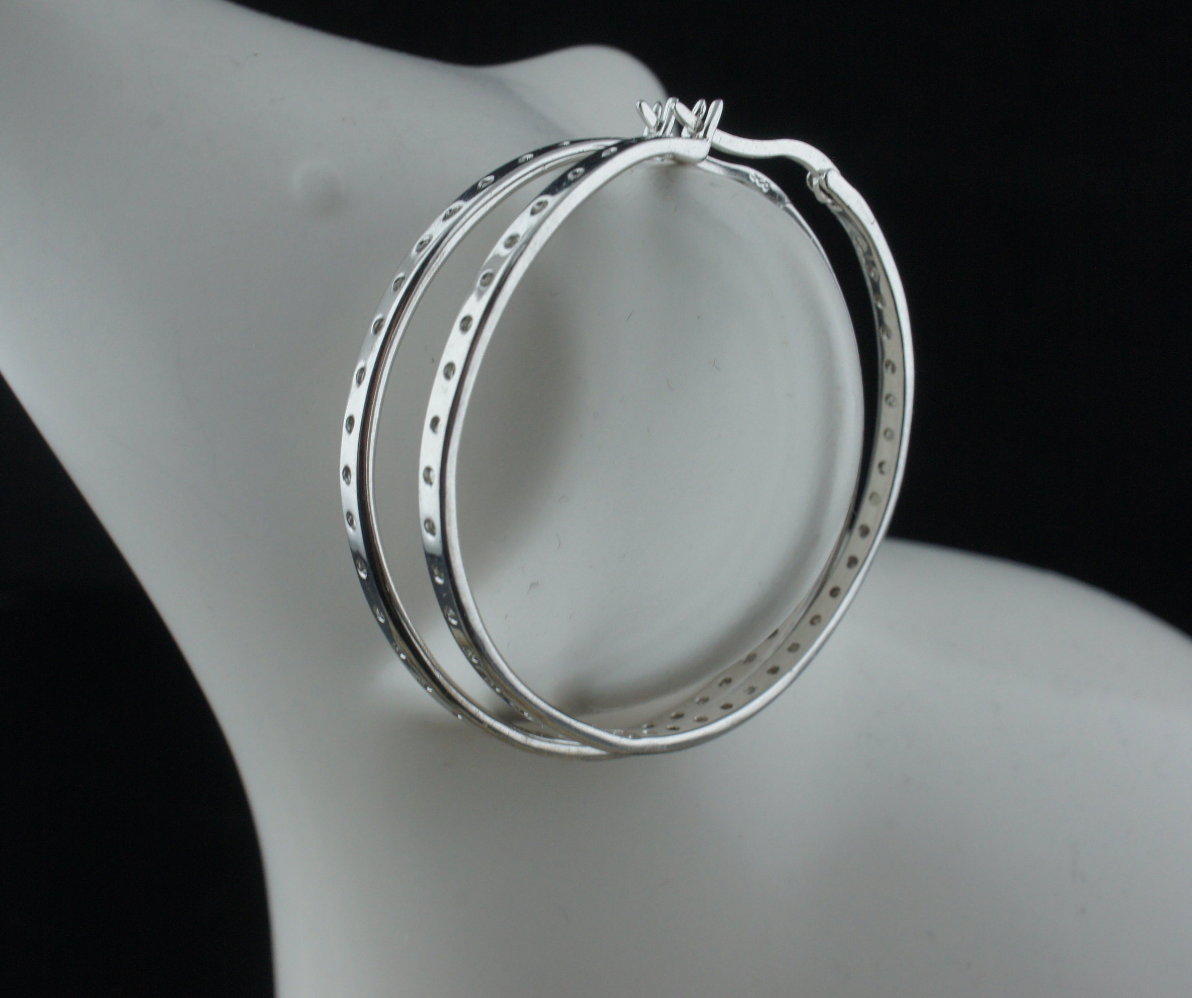 STERLING 925 DBJ 925 China Hoop Vintage Art Deco Pierced Earrings ...