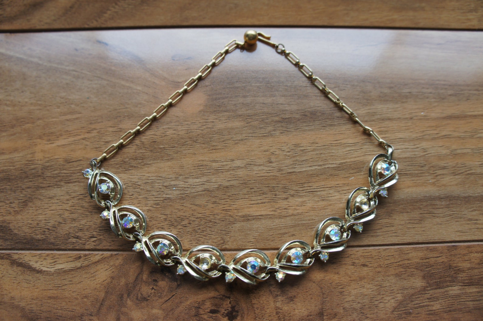 Vintage Pakula Gold Stone and Rhinestone Choker or Necklace | Etsy