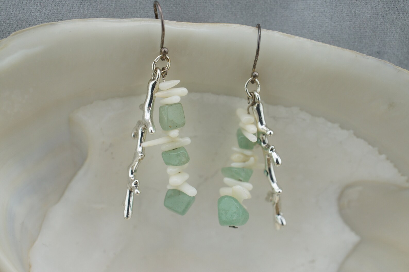 925 White Aqua Blue Coral Earrings Sterling Silver Earrings Adriatic ...