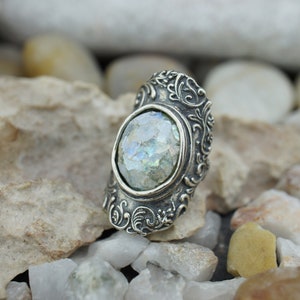Sterling Silver 925 Israel PZ Ring Size 5 1/4 Israel Roman Glass Ring ...