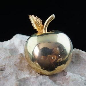 Hollow Apple Half Art Deco Jewelry 3D Apple Gold Tone Fruit Smooth ...
