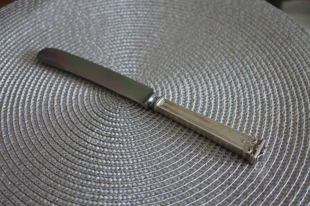 Insico Stainless Steel Dinner Knife Sterling Silver Handle Vintage 8 3/ ...