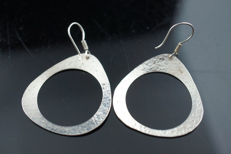 Sterling Silver 925 Pierced Triangle Hoop Incuse Gypsy Style - Etsy