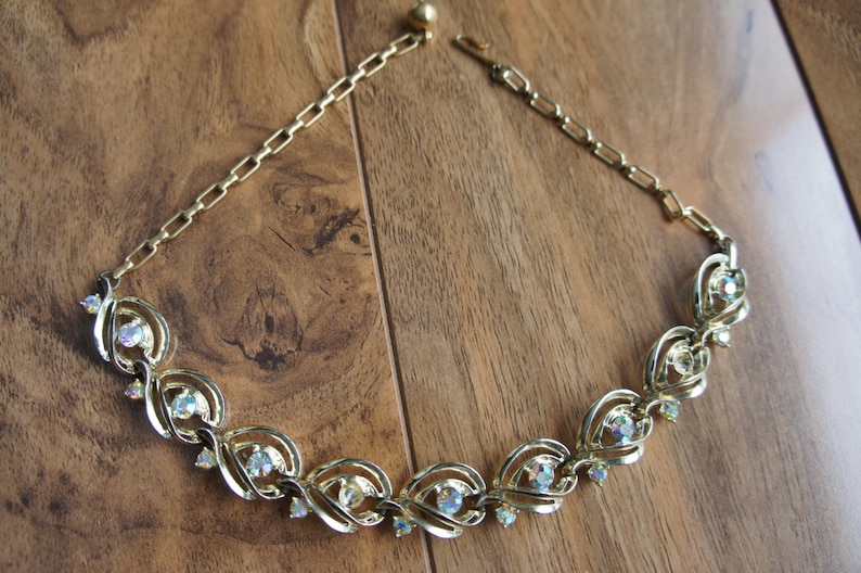 Vintage Pakula Gold Stone and Rhinestone Choker or Necklace | Etsy