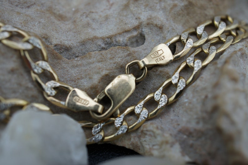 Art Deco 10K Solid Gold 417 Italy Yellow White Chain Linked - Etsy