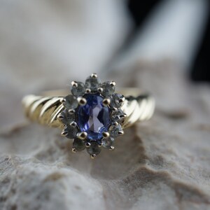 Missk Nissk 14k 14 K Karat Solid Yellow Gold Engagement Diamond Flower ...