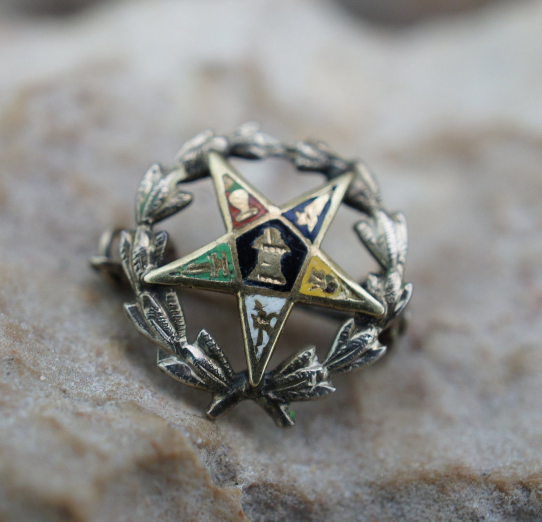 Vintage 14K Solid Gold Eastern Star Masonic Pin 14k White Gold and ...