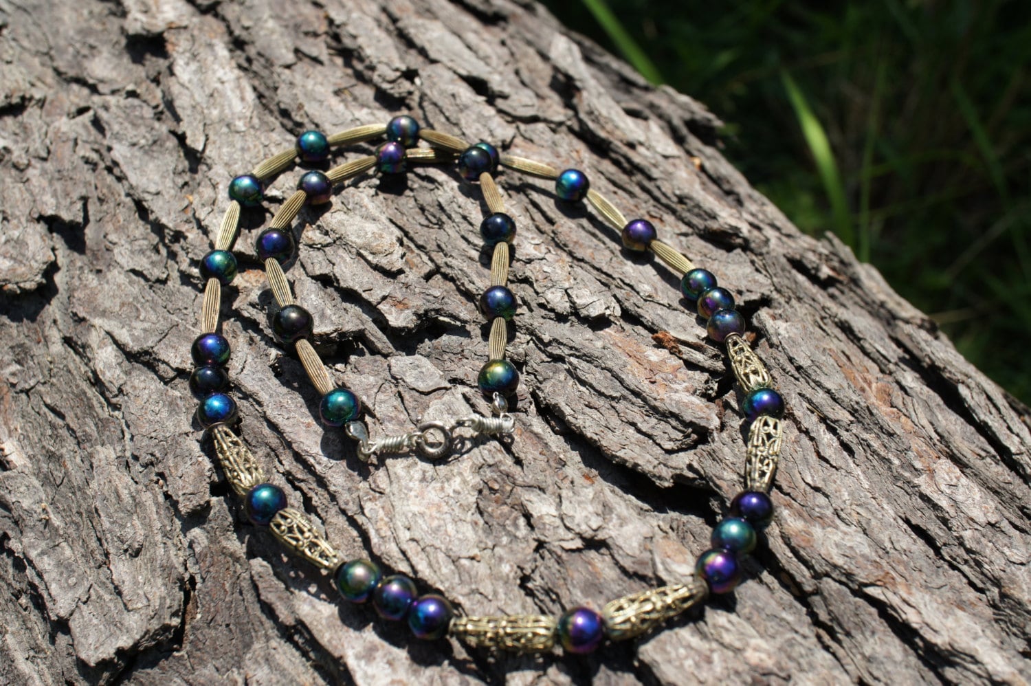 Circa Floral Flower Necklace Choker Chain Filigree With Glass - Etsy