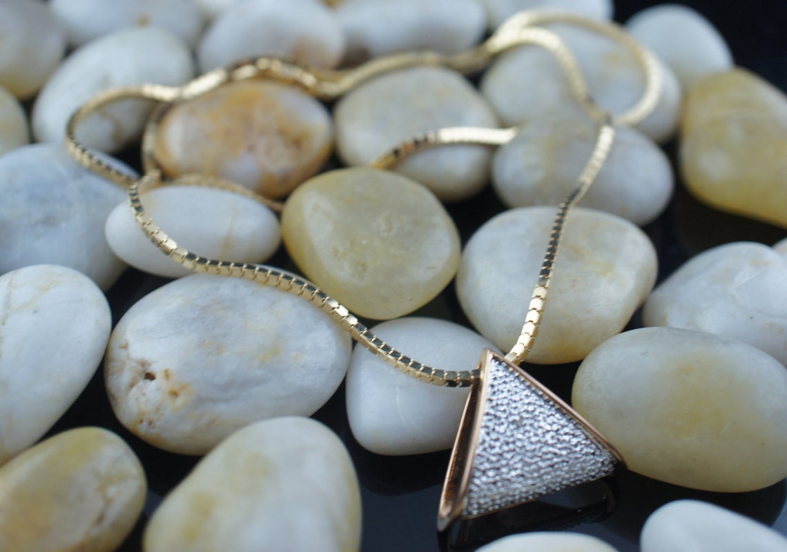 Sterling 925 Lirm Necklace Chain Pendant Triangle Vintage Art - Etsy