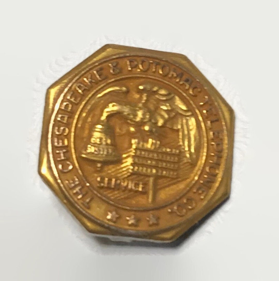 Jewelry Pin Brooch Bell Telephone Potomac Co Service 3 Star Pin Gold ...