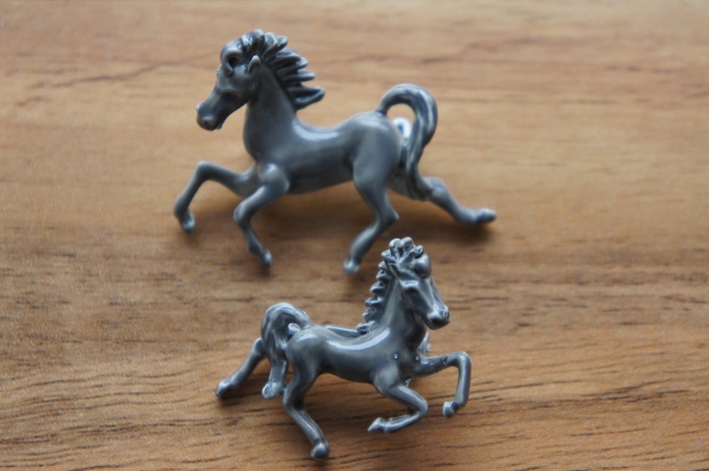 Vintage Two Enameled Animal Carousel Horse Pin Pair Gray | Etsy