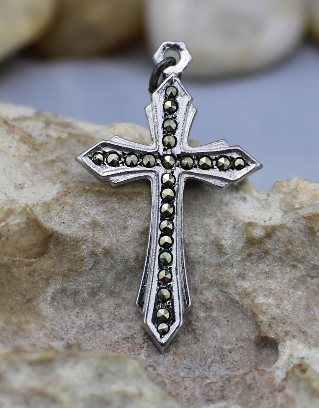 Sterling Silver 925 Art Deco Jewelry Vintage Catholic Christian Pendant ...