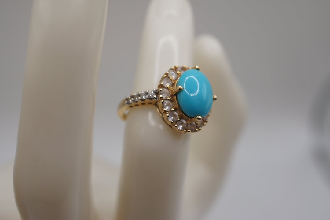 Signed 14K FP Diamond Vintage Yellow Solid Gold Ring Size 5 1/4 Clear ...