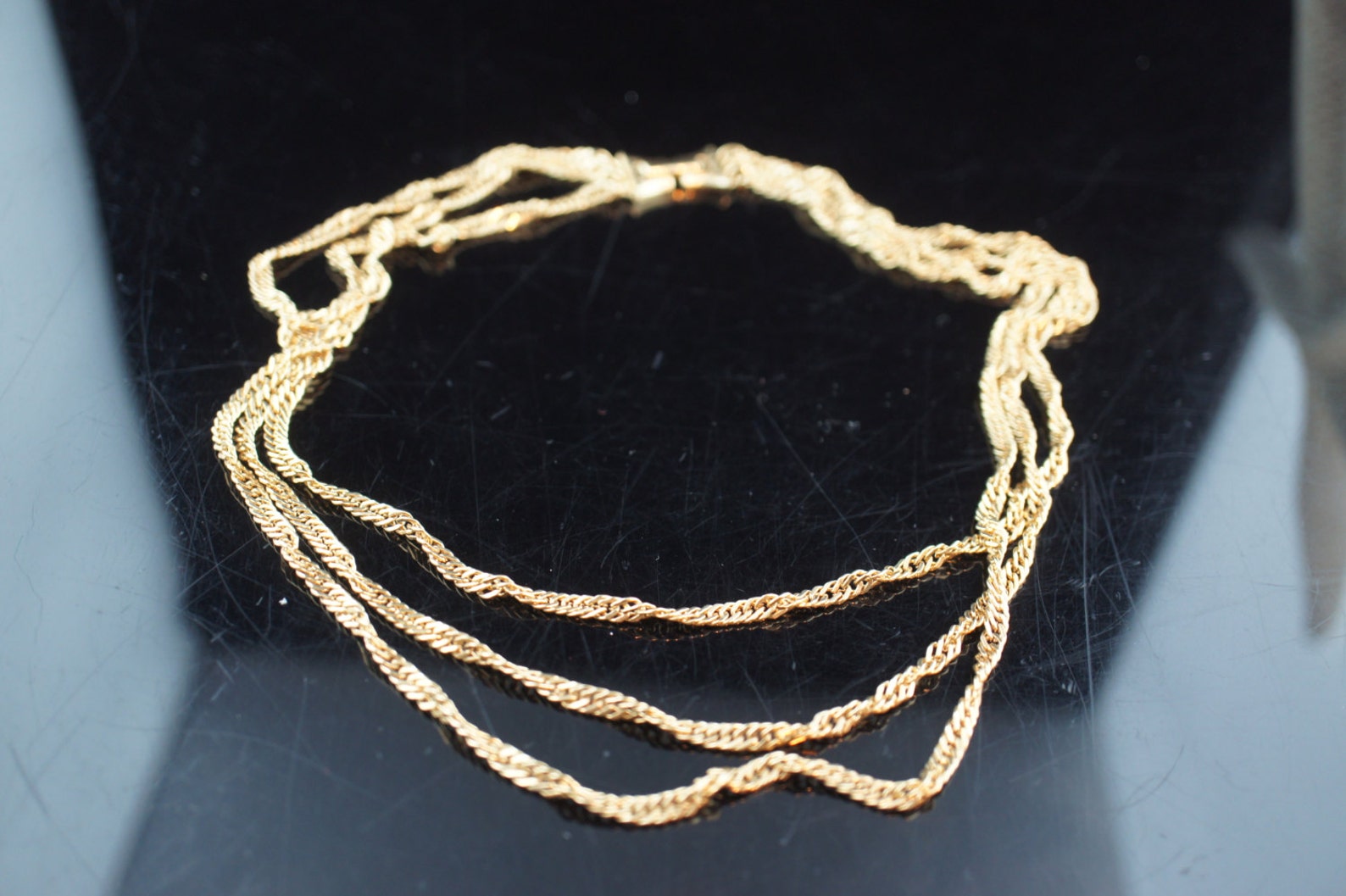 Necklace Chain 3 Strand Rope Design Chains Gold Tone Choker - Etsy
