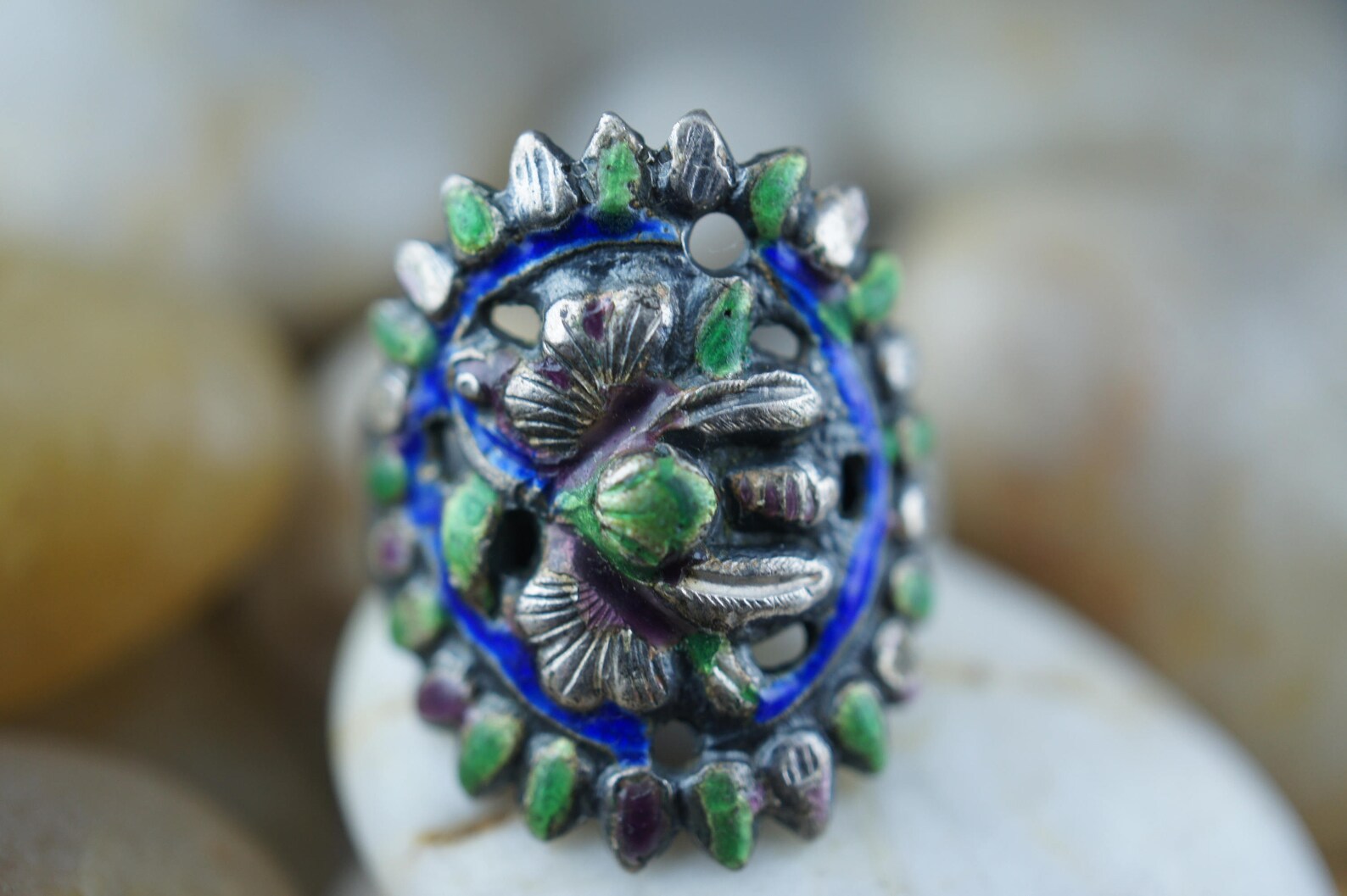 925 STERLING SILVER Ring Native American Size 7.5 Band Floral - Etsy