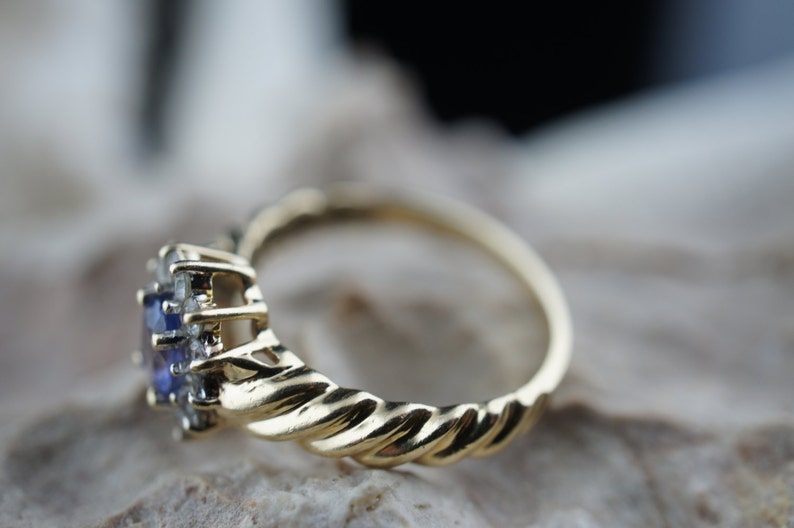 Missk Nissk 14k 14 K Karat Solid Yellow Gold Engagement Diamond Flower ...