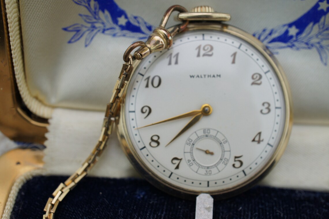 Waltham 17 Jewels Keystone 10K Gold Filled Pocket Watch Open | Etsy
