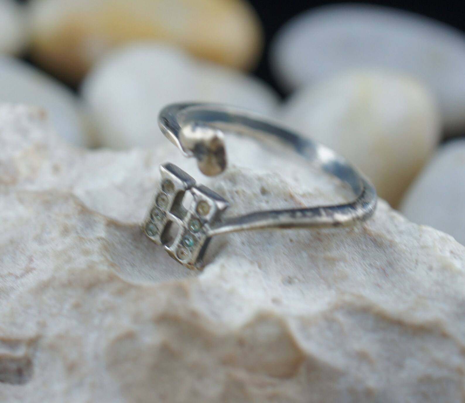 925 Ring Sterling Silver Cute Vintage Avon Letter H Clear | Etsy