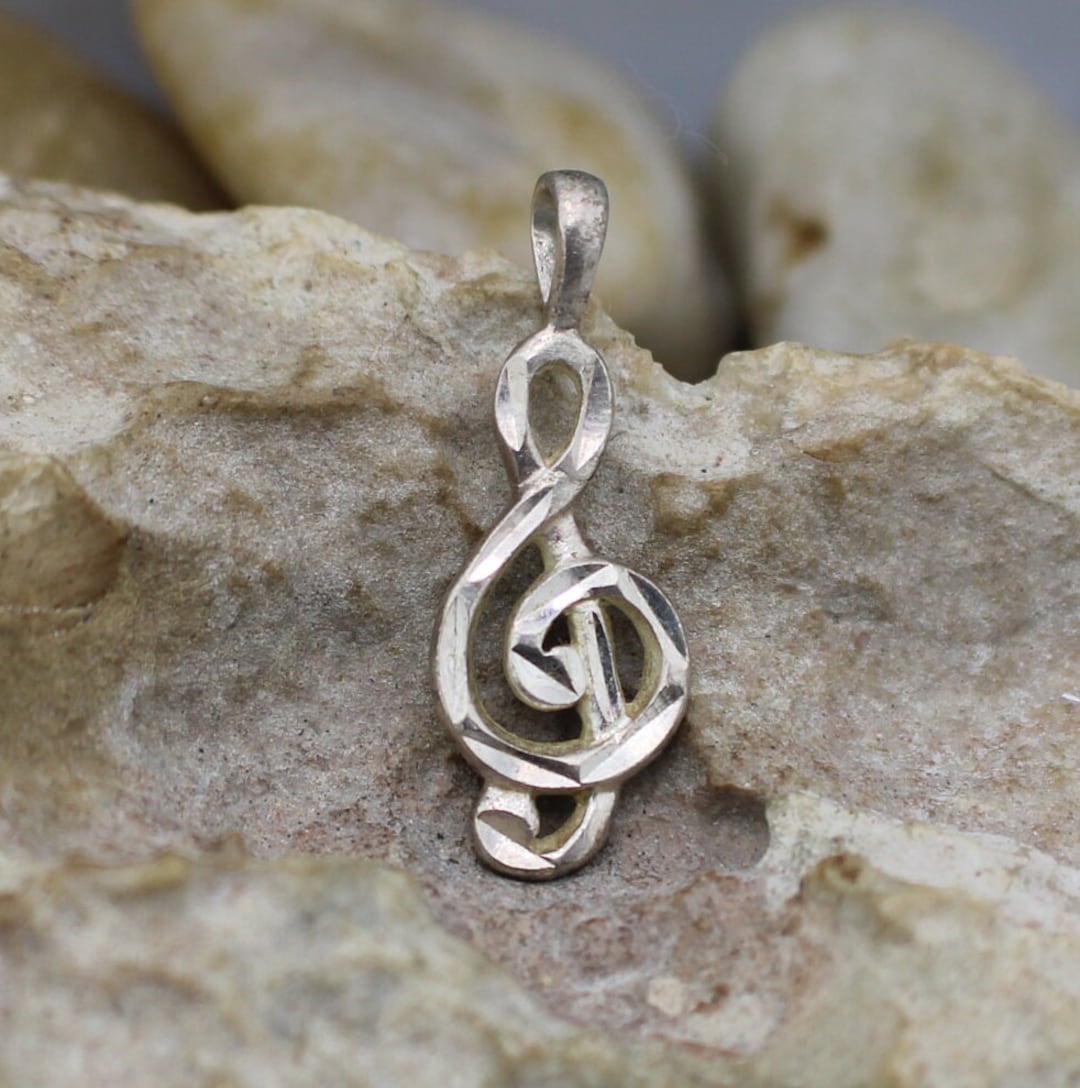 Pendant Treble Clef Music Vintage Art Deco Pendant Sterling Silver 925 ...