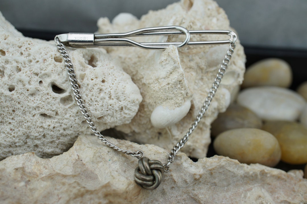 Sterling Silver Vintage Swank Tie Clip Chain Men Gentleman Accessory ...